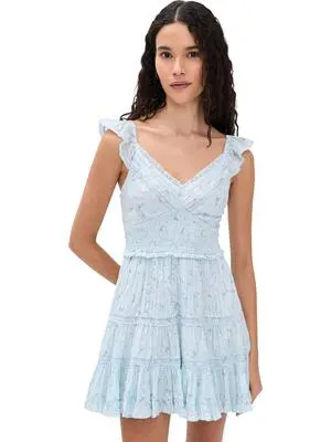 LoveShackFancy Presline Mini Dress - Snowdrop Blue