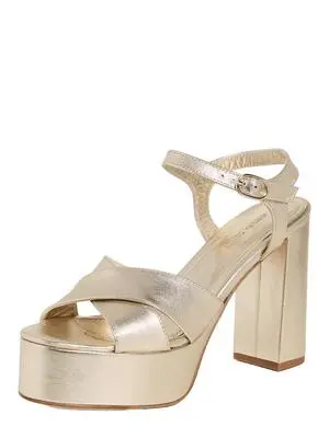 ANDREA GOMEZ Bella Platform Heels - Gold Leather