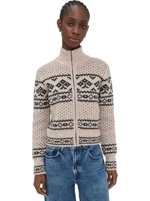 Z Supply Jacquard Knit Zip Cardigan - Smoked Heather