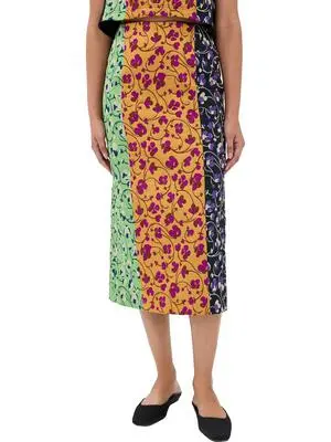 La DoubleJ Floral Jacquard Pencil Skirt - Honeysuckle Tricolor Jacquard