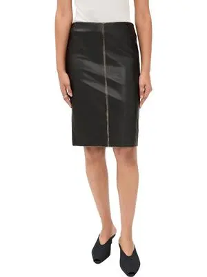 ST. AGNI Brushed Leather Pencil Skirt - Black