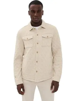 Polo Ralph Lauren Quilted Double Knit Jersey Shirt Jacket - Expedition Dune Heather