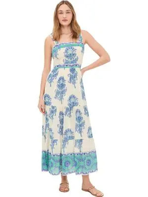 Bell Ophelia Maxi Dress - Turquoise And Blue Motif