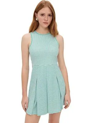Addison Bay Racquet Dress - Super White/palm Stripe