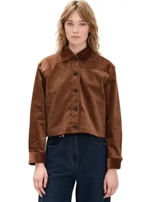 Theory Yoke Corduroy Shirt Jacket - Caramel