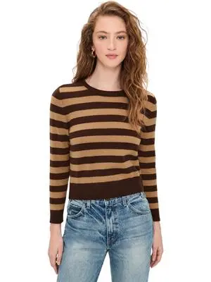 Alice + Olivia Carolann Striped Cashmere Pullover - Dark Chocolate/praline