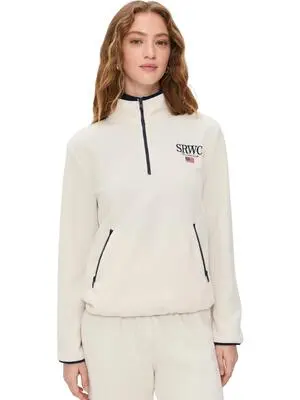 SPORTY & RICH Nautical Polar Quarter Zip - Ecru