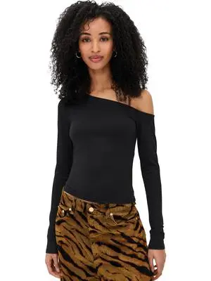 Good American Weightless Sculpting Shoulder Top - Black001