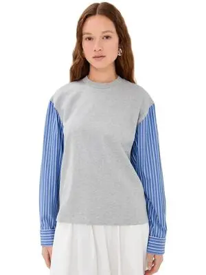 MERYLL ROGGE Shirting Sleeves T-shirt - Grey/pale Blue