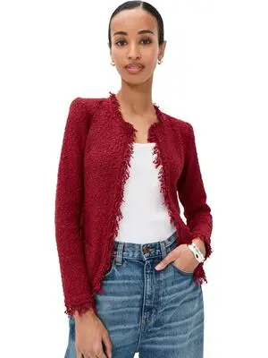 IRO PARIS Shavani Fringe Hem Tweed Jacket - Lipstick Red