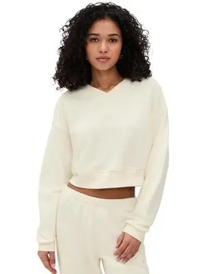 Eterne Cropped V-neck Sweatshirt - Cream