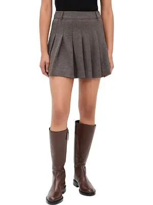 Rag & Bone Irina Ponte Pleated Mini Skirt - Brown Multi