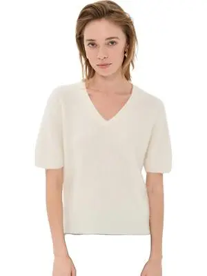 LISA YANG Lovisa Cashmere T-shirt - Cream Brushed