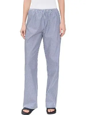 Donni. Striped Poplin Pants - Navy Stripe