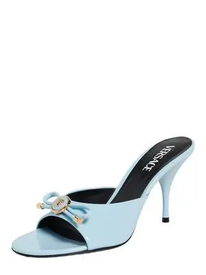Versace Opera Bow Patent Mules - 1vd6v-95 Pastel Blue