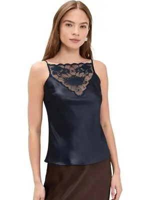 BY MALENE BIRGER Leeba Lace-trimmed Satin Top - Night Sky