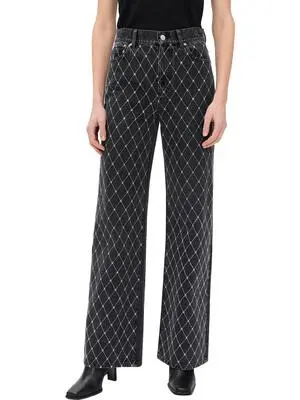LE JEAN Column High-rise Jeans With Diamond Stitch - Stonewashed Black