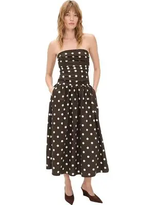 EN SAISON Lainey Strapless Midi Dress - Brown Ivory