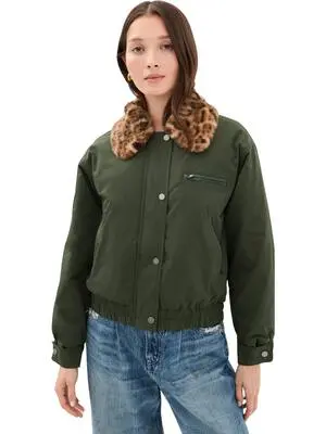 BAUM UND PFERDGARTEN Bronte Leopard Faux Fur Collar Jacket