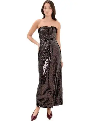 Staud Cece Strapless Maxi Dress Espresso/black