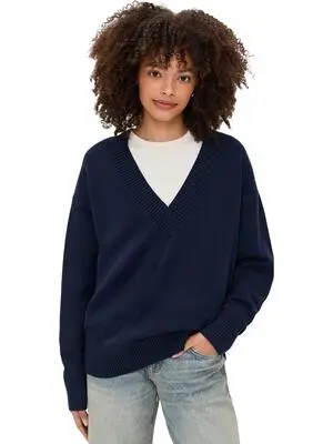 Good American Knit Deep V Sweater - Horizon Ink