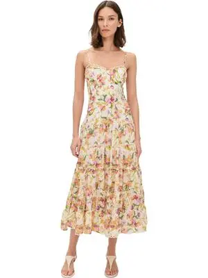 Astr The Label Lianna Floral-print Midi Dress - Pink Multi Floral