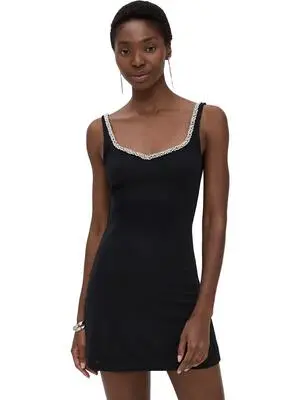 Alice + Olivia Eve Embellished Trim Mini Dress - Black