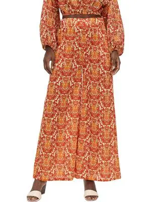 Eywasouls Malibu Fleur-de-lis Print Wide Leg Pants - Amber Mosaic