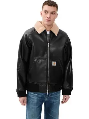 Carhartt Work In Progress Faux Leather Jacket Black / Natural