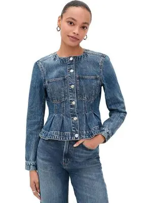 Veronica Beard Zahara Peplum Denim Jacket - Time Warp