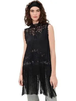 Sea Adelina Battenberg Lace Vest - Black