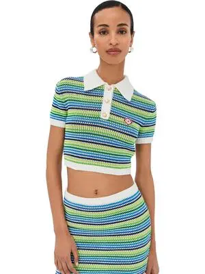 Casablanca Crochet Polo Shirt - Stripe