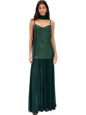 Show Me Your Mumu Dalia Maxi Dress - Emerald Sequins