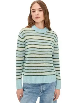 Madewell Oversized Alpaca Pullover Sweater - Aqua Multi Stripe