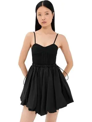 Attico Ribbed Jersey Mini Dress - Black