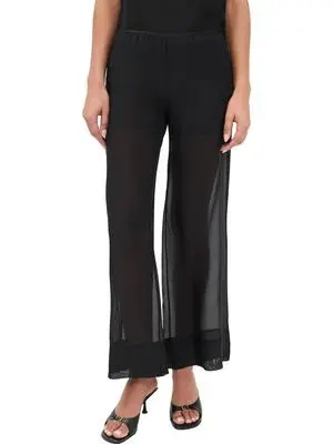 LA LIGNE Sheer Wide Leg Pants - Black