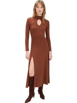 LE BOP Ashley Ponte Midi Dress - Cognac
