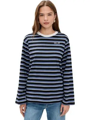 Baum Und Pferdgarten Jeevana Striped Long Sleeve Tee - Blue Black Stripes