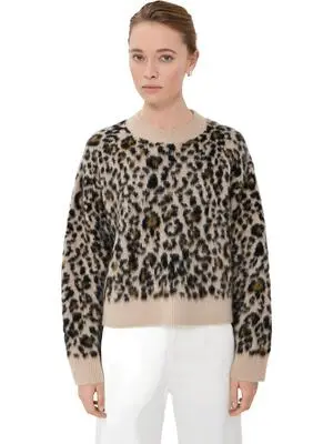 NILI LOTAN Zamira Leopard-print Sweater - Jute Leopard
