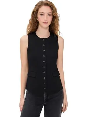Rag & Bone Irina Ponte Long Vest - Black