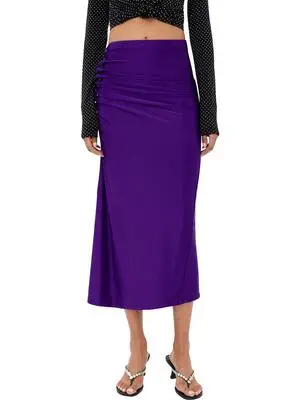 Rabanne Ruched Slinky Jersey Skirt - Violet