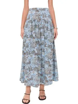 Staud Procida Toile Printed Skirt - Sky Toile