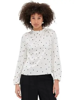 A.L.C. Blaire Polka Dot Top - Cream/black