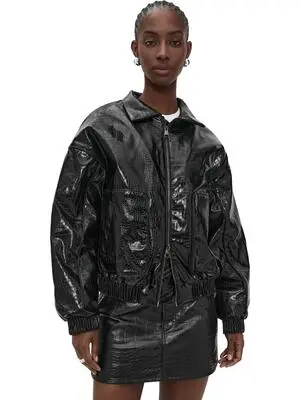 CULTNAKED Lviv Croc-embossed Bomber Jacket - Onyx Croc