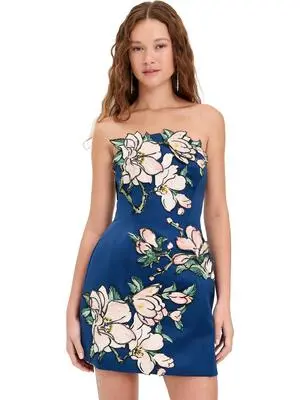 LEO LIN Zaria Applique Floral Bustier Mini Dress - Midnight Blue