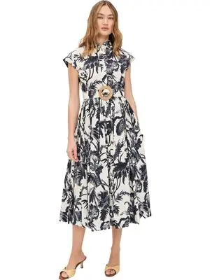 Cara Cara Octavia Printed Midi Dress - Fauna Floral Navy