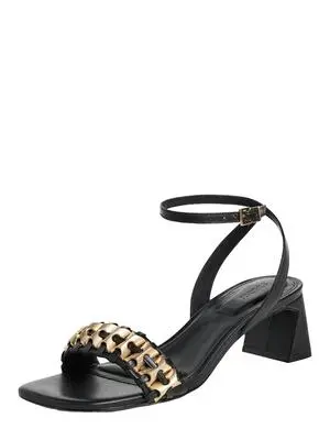 Simkhai Faye Beaded Leather Block Heel Sandals - Black