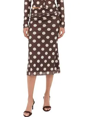 BAILEY ROSE Polka-dot Midi Skirt - Chocolate