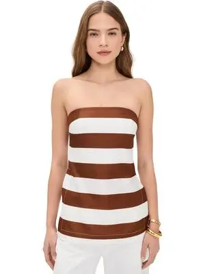 Cult Gaia Rhett Silk Top - Large Saddle Stripe