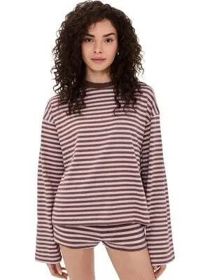 Lioness Bloom Long Sleeve Tee - Chocolate Blush Stripe